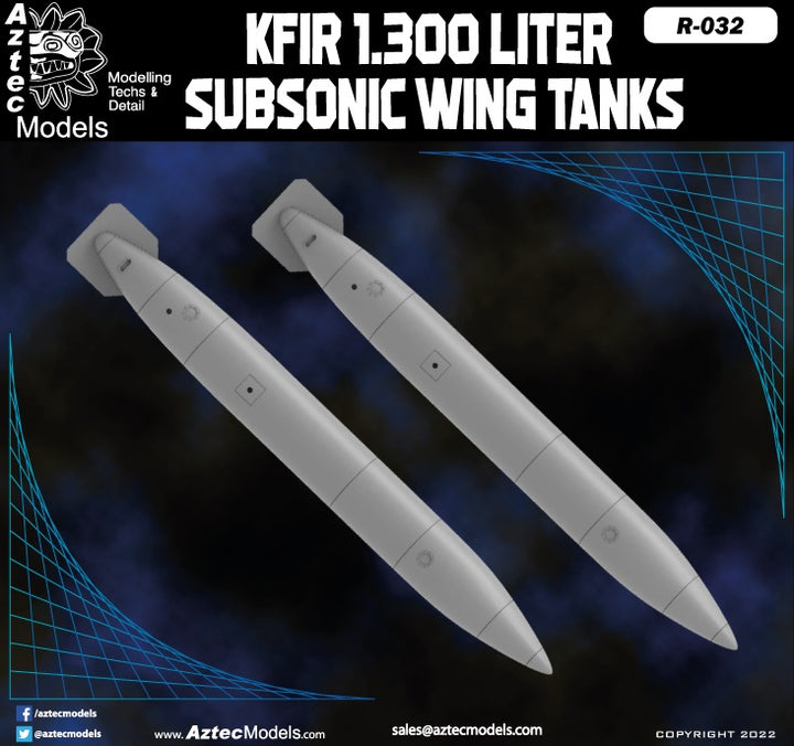 R-032 Kfir 1300 litter subsonic wing tanks – Aztec Models